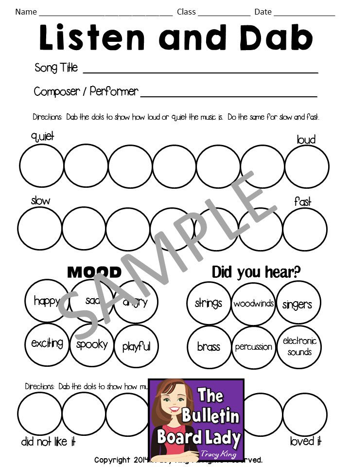 Dabber Activities for Music Class –Listening Journals – The Bulletin ...