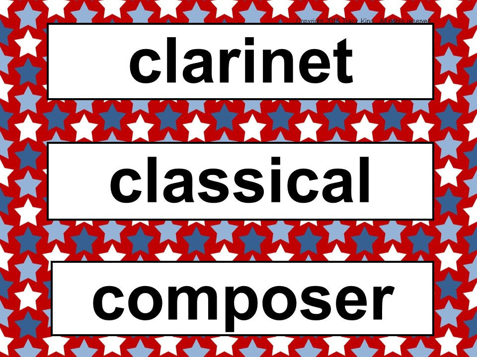 Music Word Wall Set – Red White and Blue – The Bulletin Board Lady