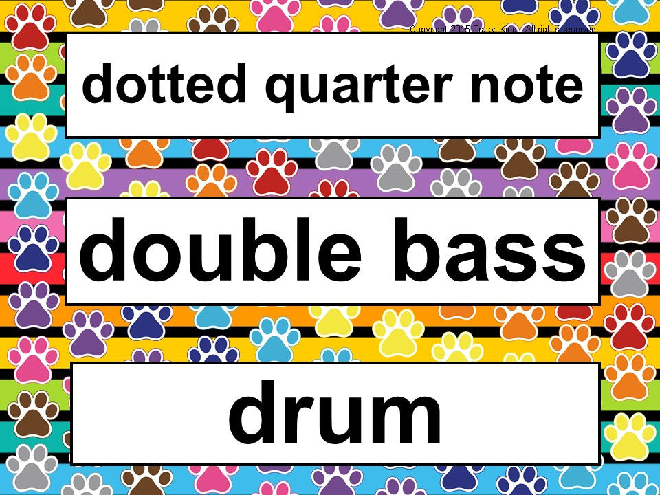 Music Word Wall Paw Prints Theme – The Bulletin Board Lady