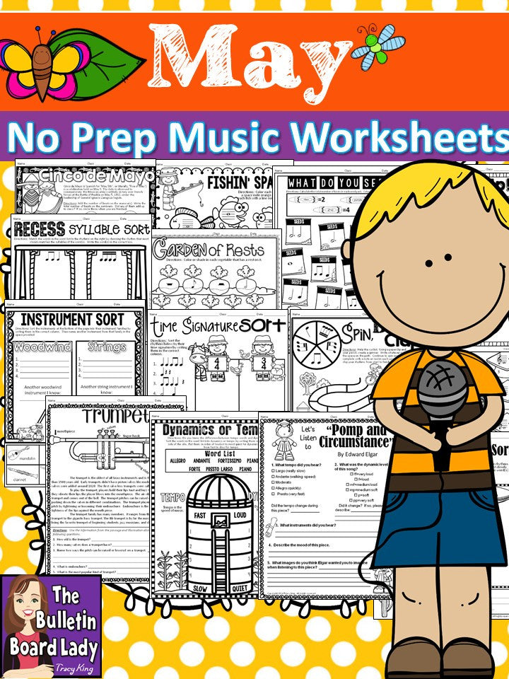 No Prep Music Worksheets for MAY – The Bulletin Board Lady
