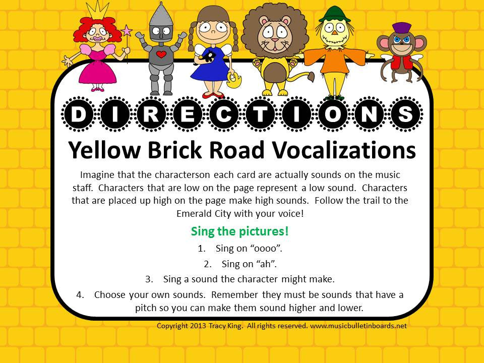 Vocal Exploration/Singing Visual Aids: Yellow Brick Road – The Bulletin ...