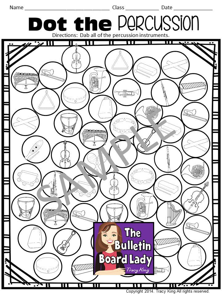 Dabber Activities for Music Class – Instruments – The Bulletin Board Lady