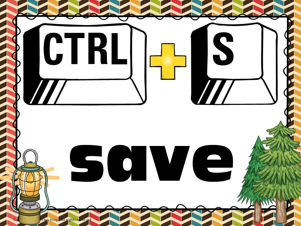 Computer Shortcuts Posters for Computer Lab -CAMPING THEME – The ...