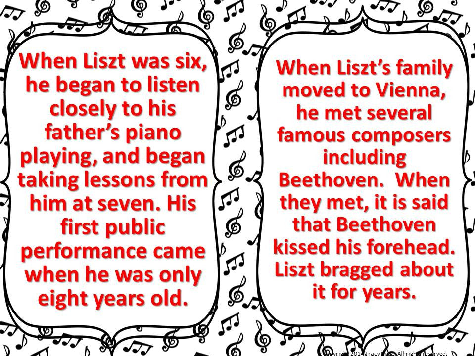 Composer of the Month Franz Liszt-Bulletin Board and Writing Activitie ...