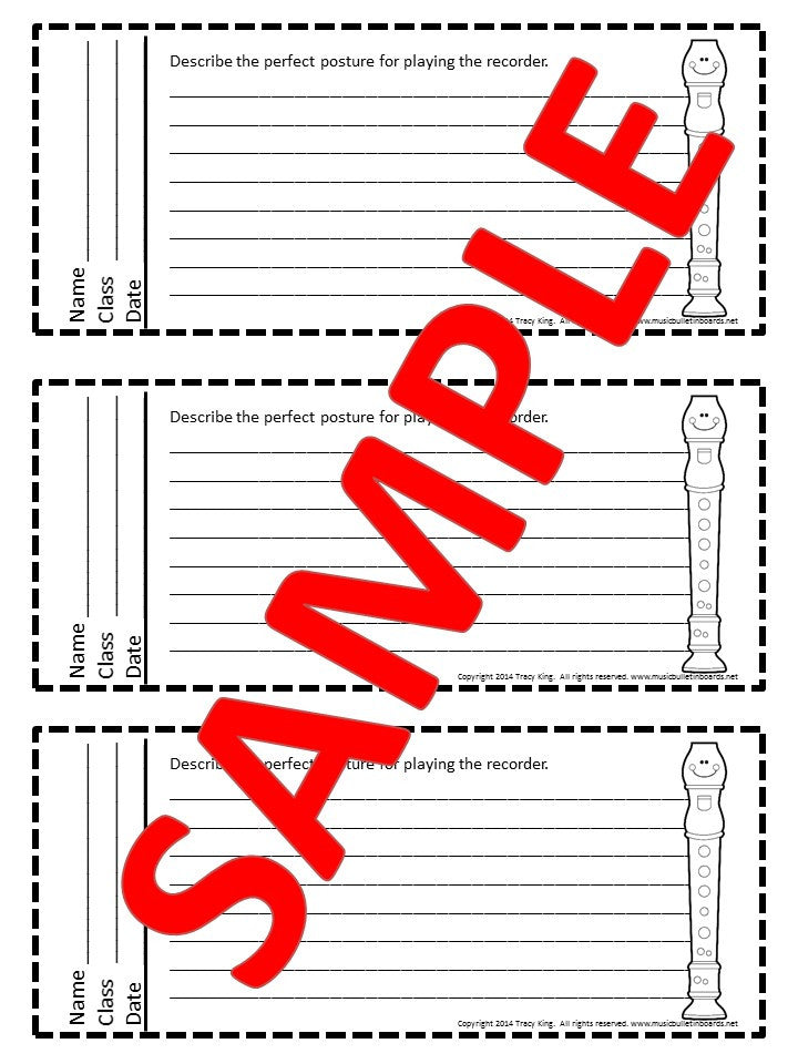 Exit Tickets Formative Assessment for Music Class: RECORDERS – The ...