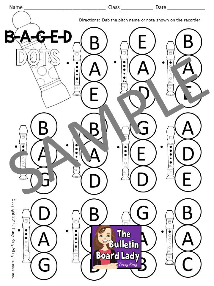 Dabber Activities for Music Class – Recorders – The Bulletin Board Lady