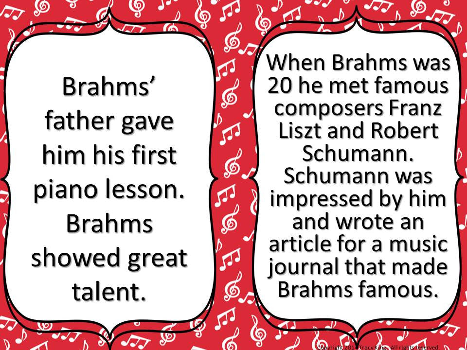 Composer of the Month Johannes Brahms -Bulletin Board and Writing Acti ...