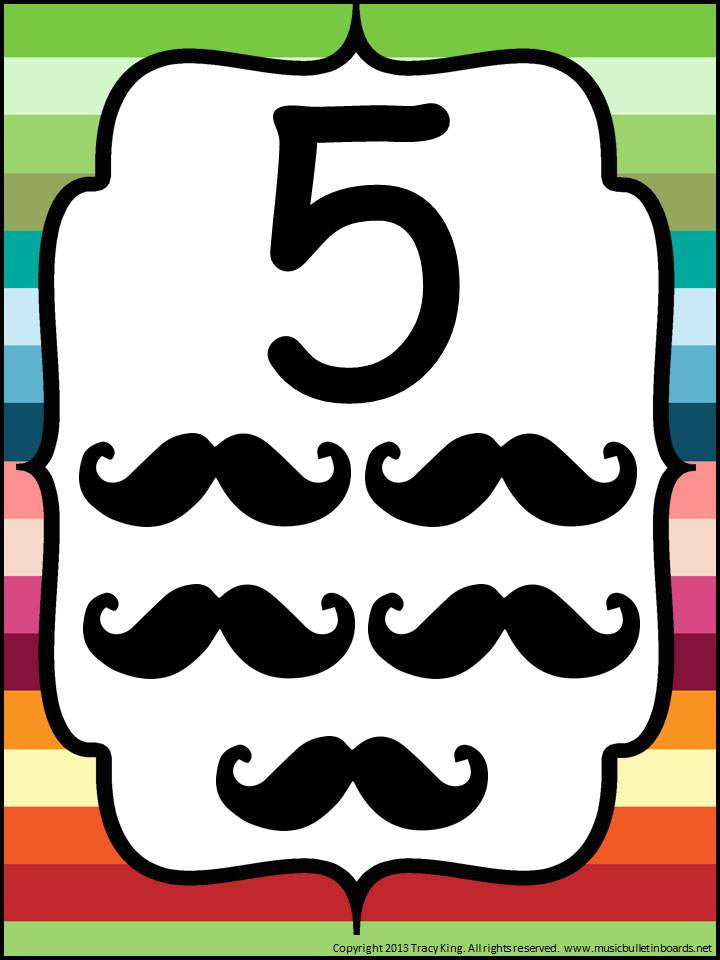 Mustache Number Posters 1-20 – The Bulletin Board Lady