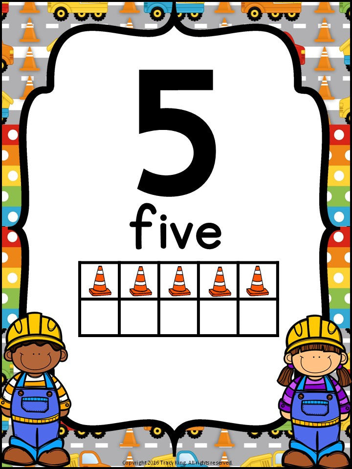 Number Posters Construction Theme – The Bulletin Board Lady