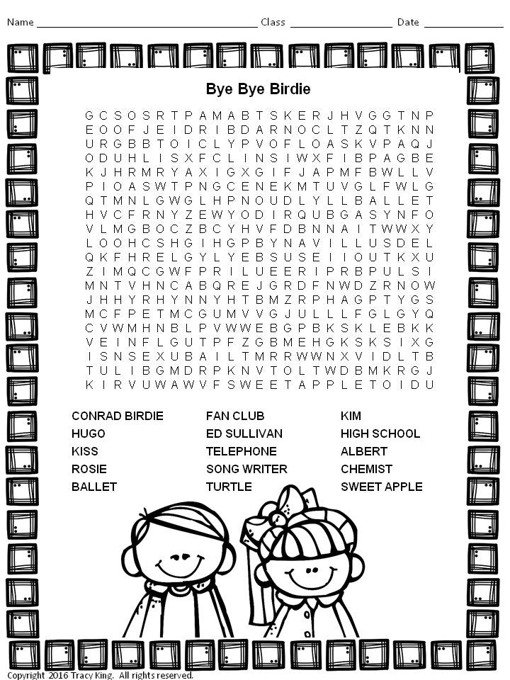 Musicals Word Search Puzzles – The Bulletin Board Lady