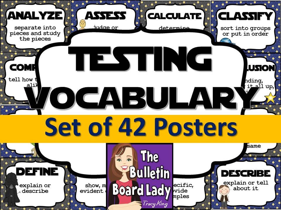 Test Prep Testing Words Bulletin Board Set of 42: Far Away Galaxy – The ...