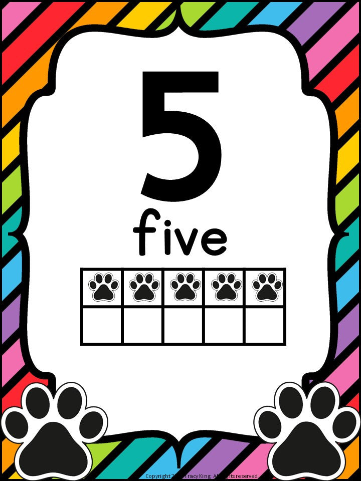 Number Posters Paw Print Them – The Bulletin Board Lady