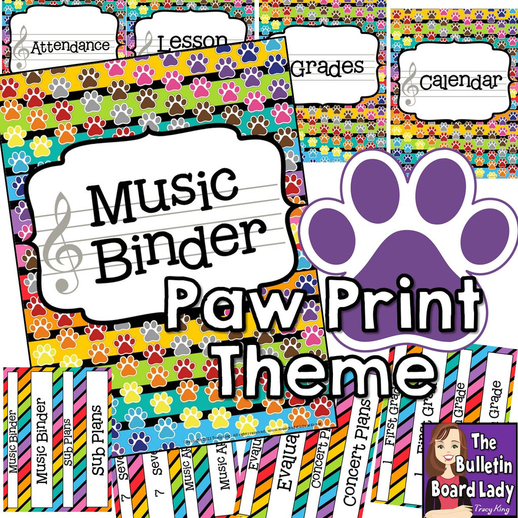 Music Teacher Binder – Paw Print Theme – The Bulletin Board Lady