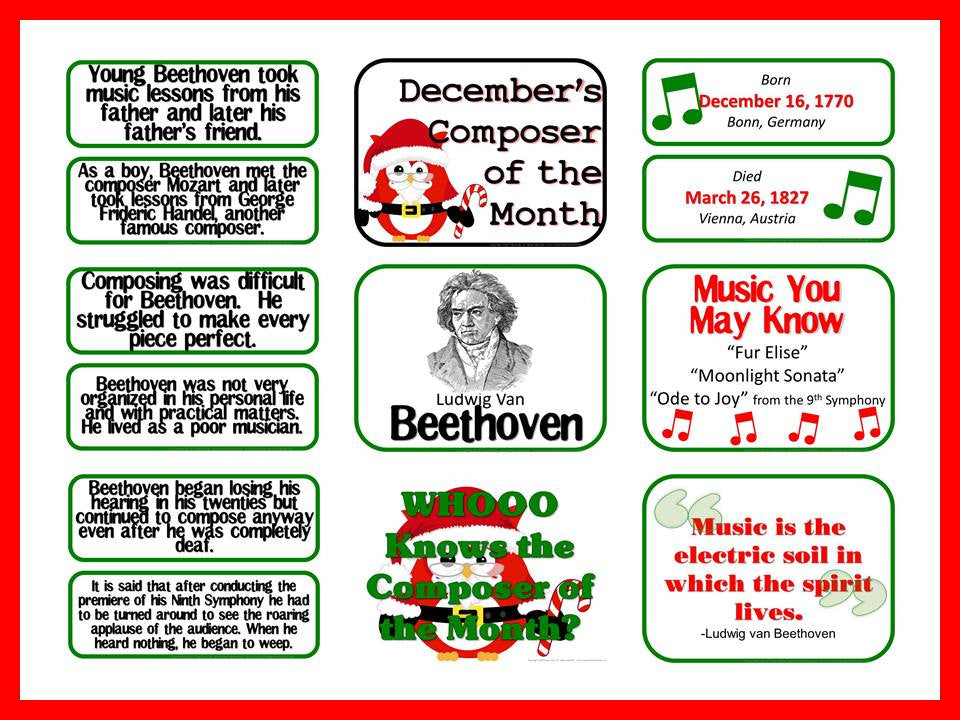Beethoven Composer of the Month (December) Bulletin Board Kit – The ...