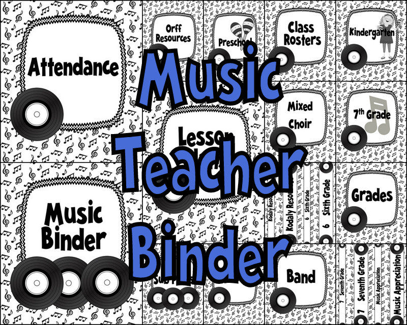 Music Teacher Binder - Black and White Record – The Bulletin Board Lady