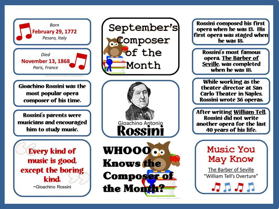 Rossini Composer of the Month (September) Bulletin Board Kit – The ...