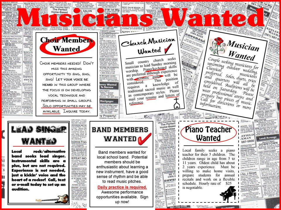 Musicians Wanted Bulletin Board Kit-Careers in Music – The Bulletin ...