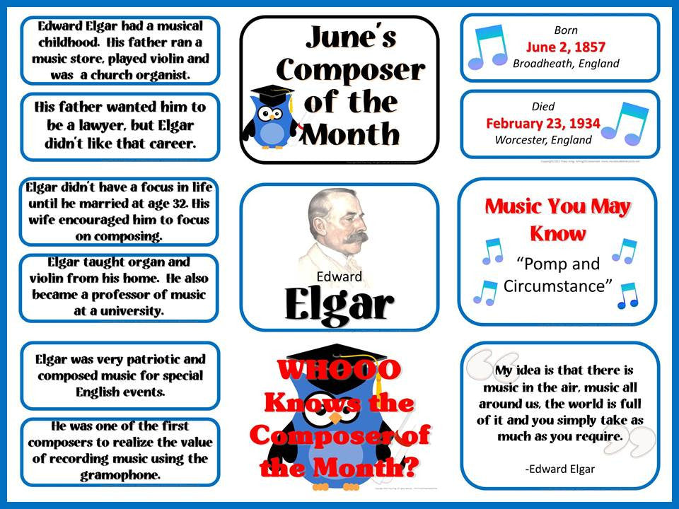 Elgar Composer of the Month (June) Bulletin Board Kit – The Bulletin ...