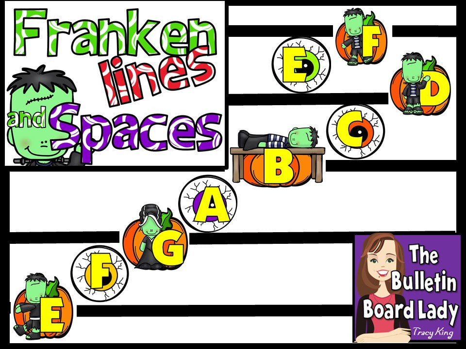 Frankenlines and Spaces Treble Staff Display – The Bulletin Board Lady