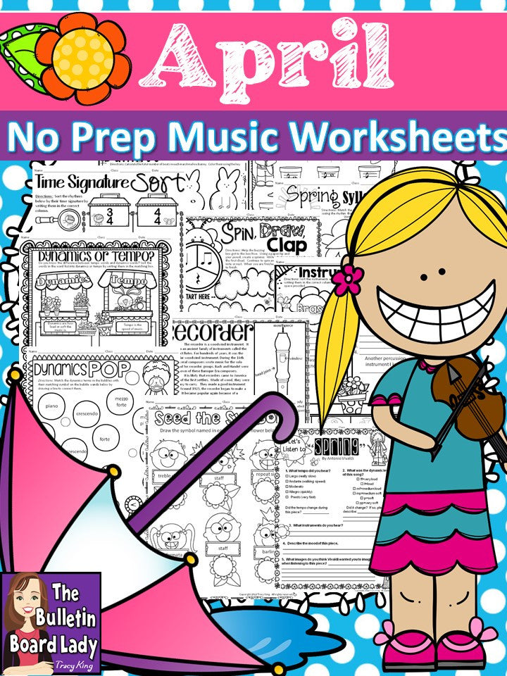 No Prep Music Worksheets for APRIL – The Bulletin Board Lady