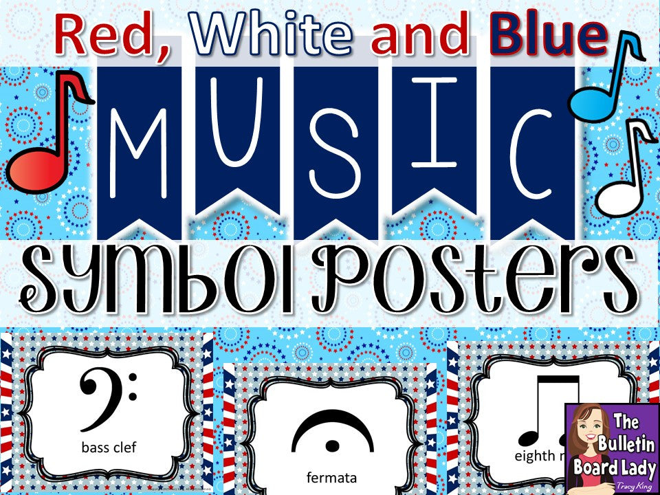 Music Symbol Posters – Red White and Blue Patriotic Theme – The ...