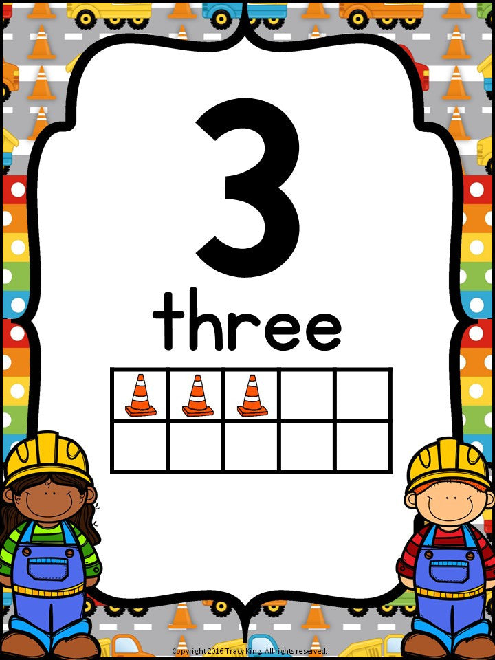 Number Posters Construction Theme – The Bulletin Board Lady