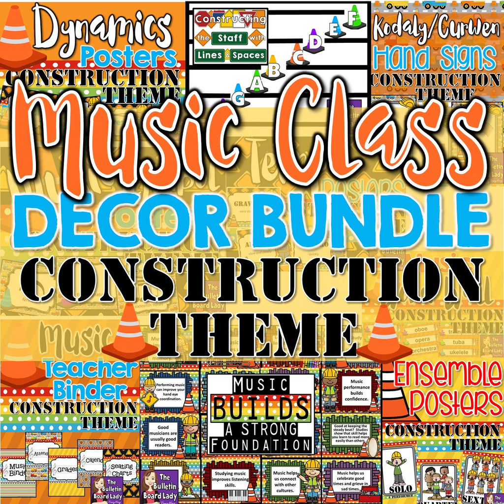 Music Decor BUNDLE - Construction Theme – The Bulletin Board Lady