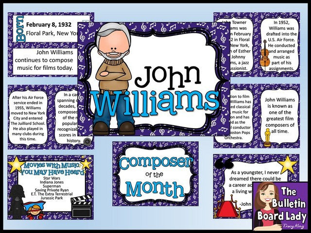 Composer of the Month John Williams -Bulletin Board and Writing Activi ...