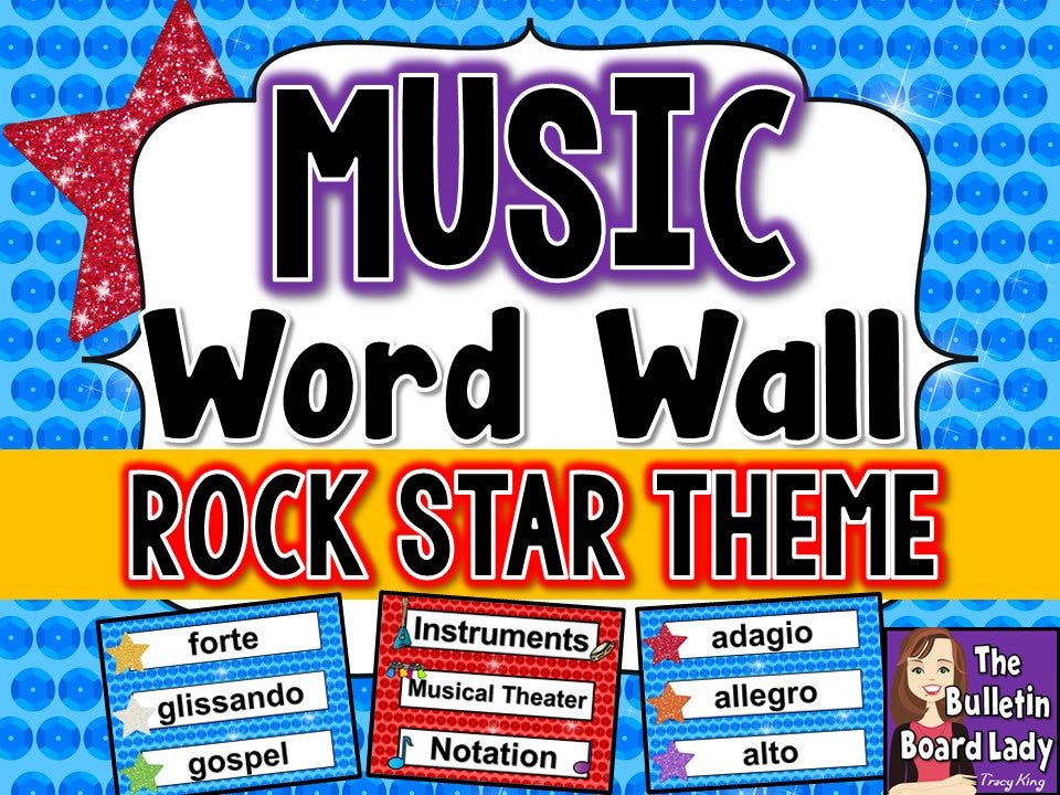 Music Word Wall Set – Rock Star Theme – The Bulletin Board Lady