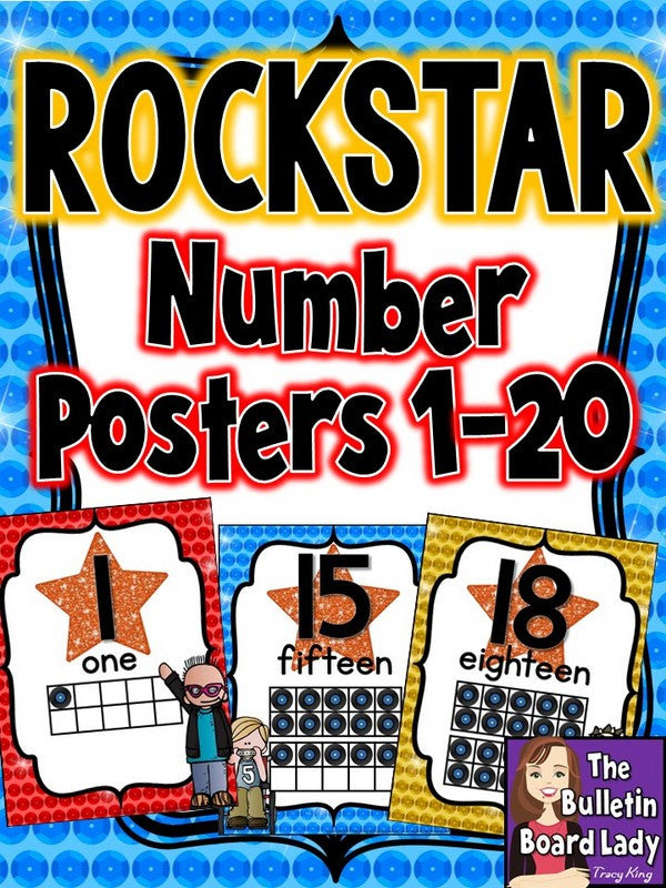 Number Posters Rock Star Theme – The Bulletin Board Lady