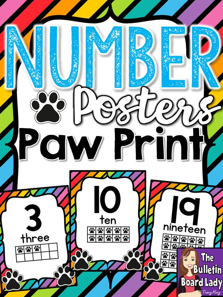 Number Posters Paw Print Them – The Bulletin Board Lady