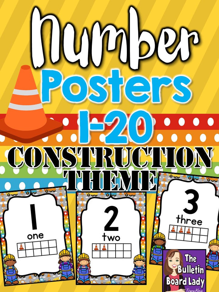 Number Posters Construction Theme – The Bulletin Board Lady